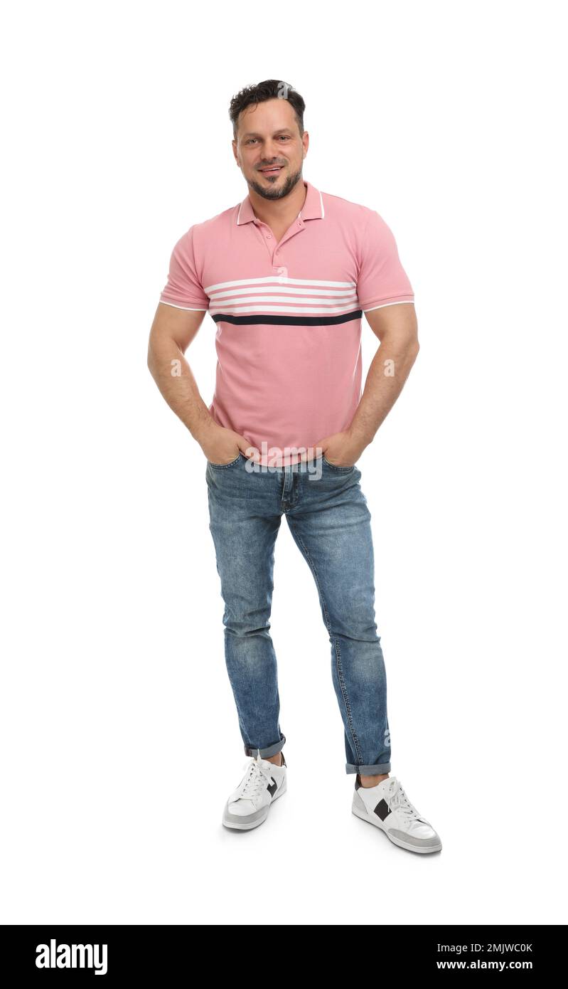 Full length portrait of man on white background Stock Photo - Alamy