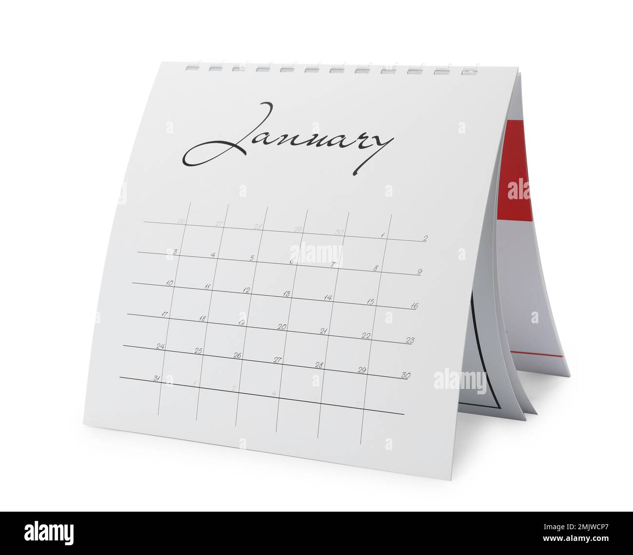 Paper calendar isolated on white. Planning concept Stock Photo - Alamy