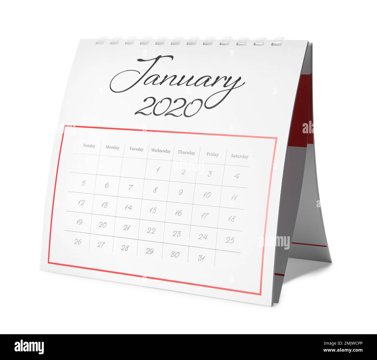 Paper calendar isolated on white. Planning concept Stock Photo - Alamy