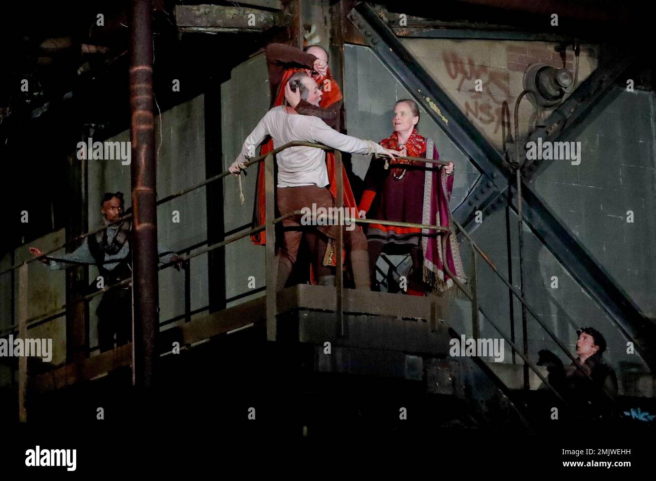 In this Saturday, May 18, 2019, photo actors portraying characters in ...