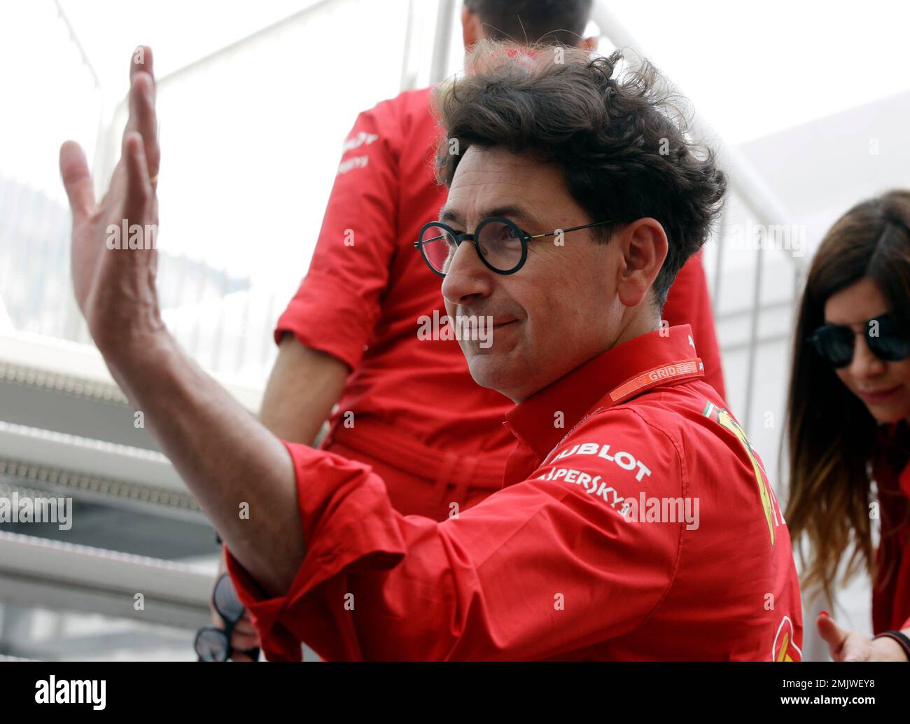 Ferrari team principal Mattia Binotto waves prior to the start of the ...