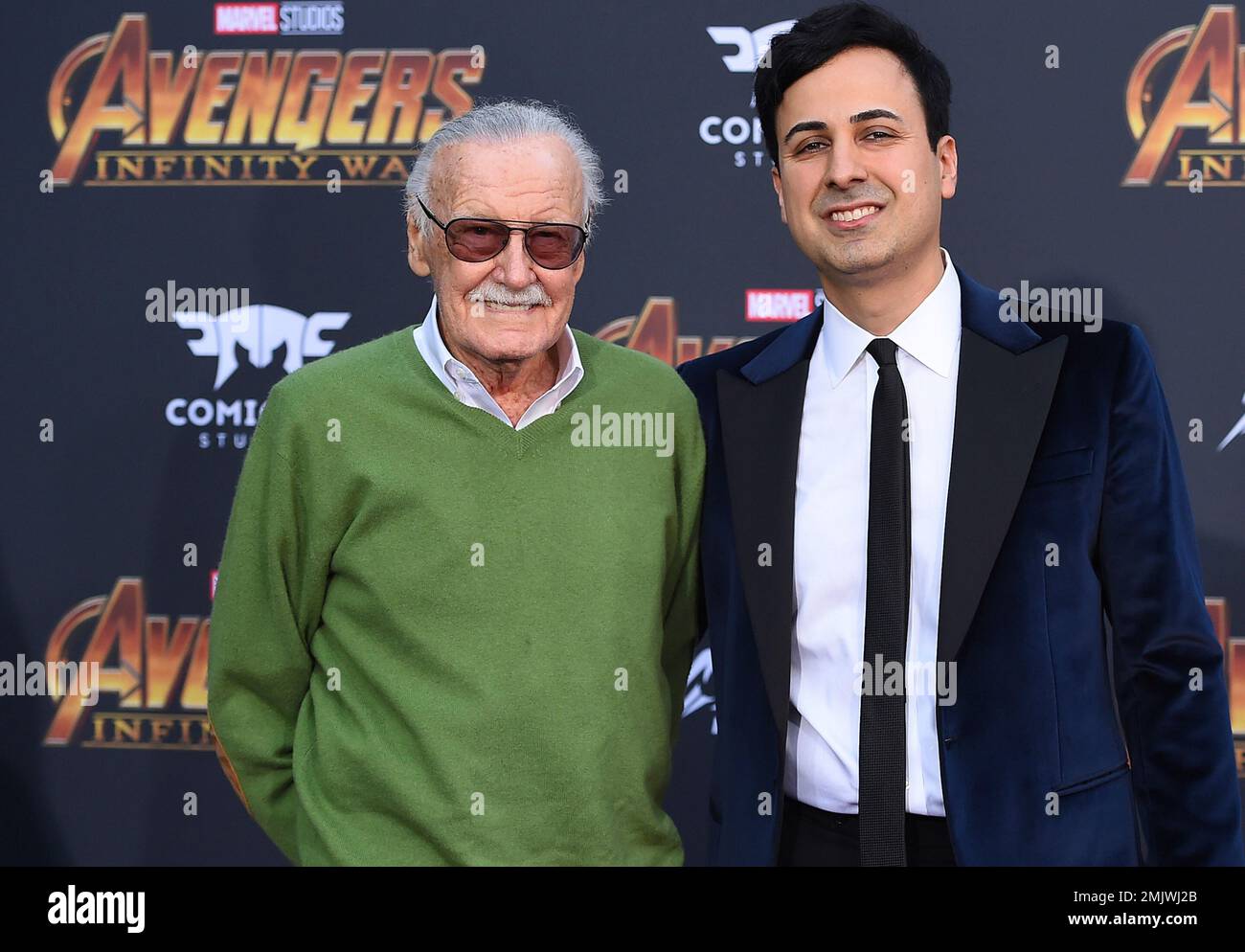 FILE - In this April 23, 2018, file photo, Stan Lee, left, and Keya ...