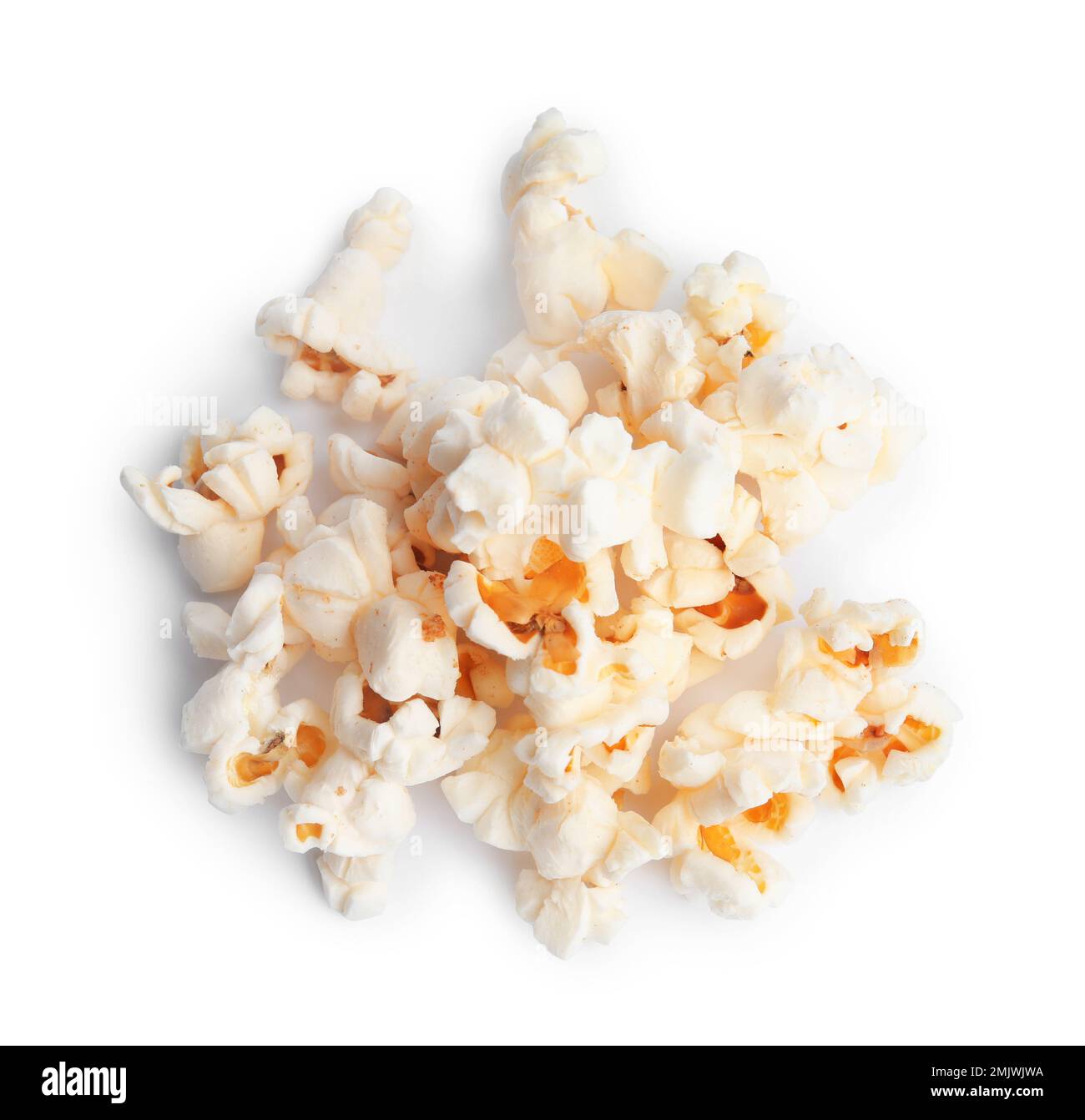 Tasty fresh pop corn isolated on white, top view Stock Photo - Alamy