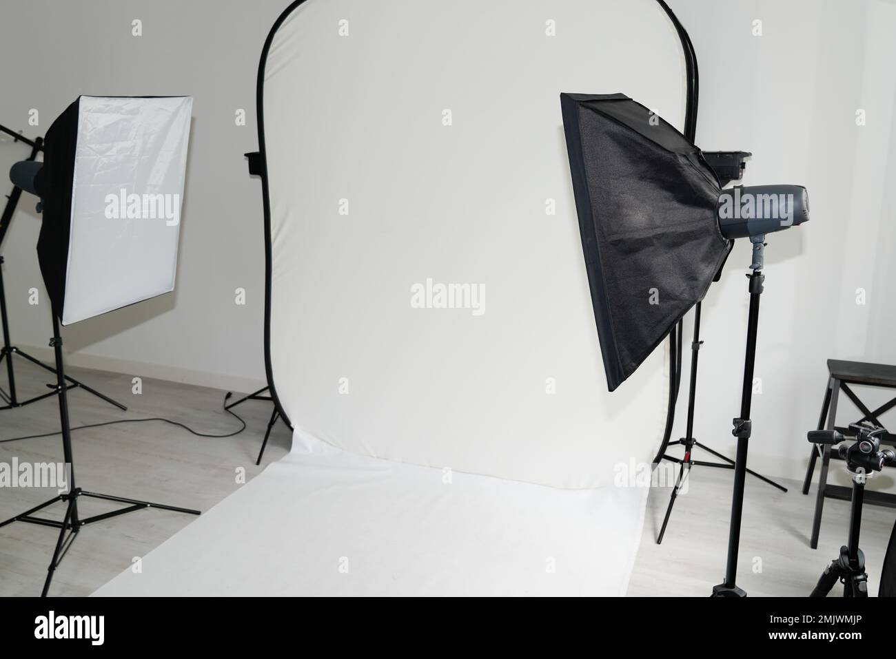 white setup photograph modern photo studio room with professional ...