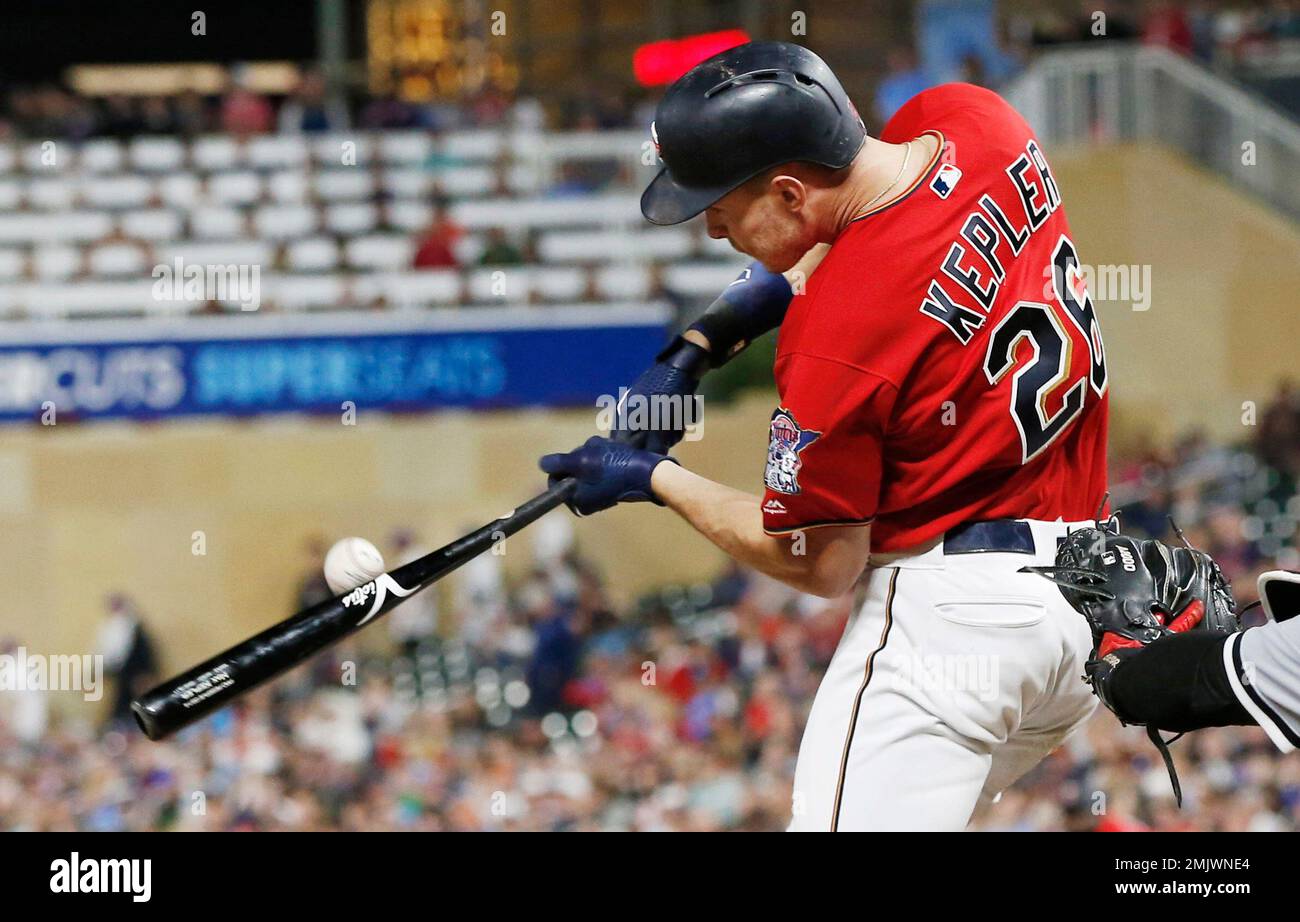 Minnesota Twins' Max Kepler hits a two-run single to right field off ...