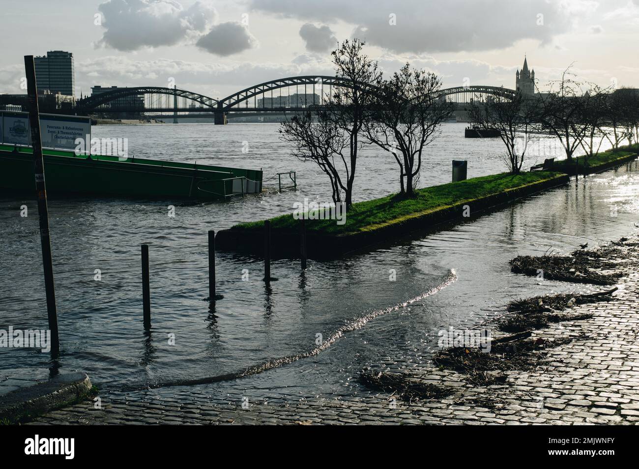 COLOGNE, GERMANY - JANUARY 17, 2023: High water after heavy rainfall ...