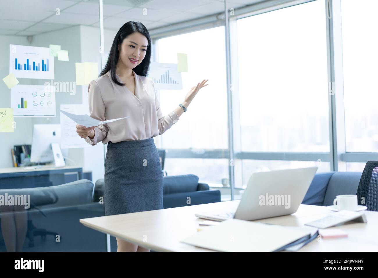 Young business woman use the computer Stock Photo - Alamy