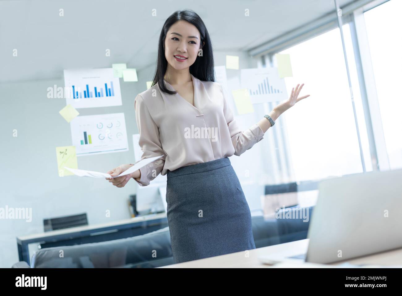 Young business woman use the computer Stock Photo - Alamy