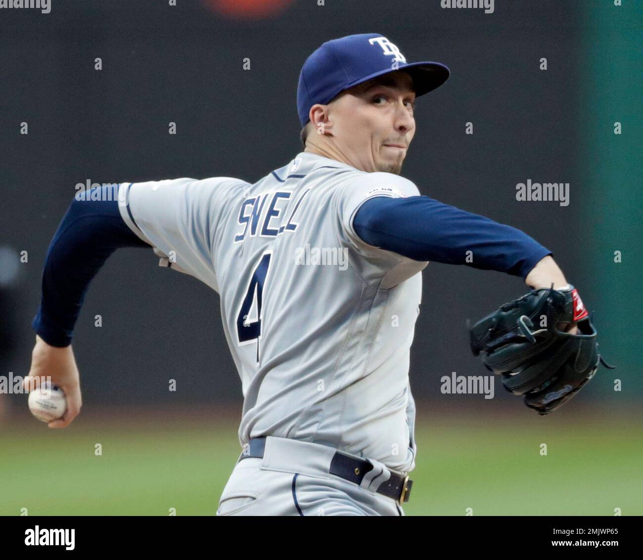 Tampa Bay Rays starting pitcher Blake Snell delivers in the first ...