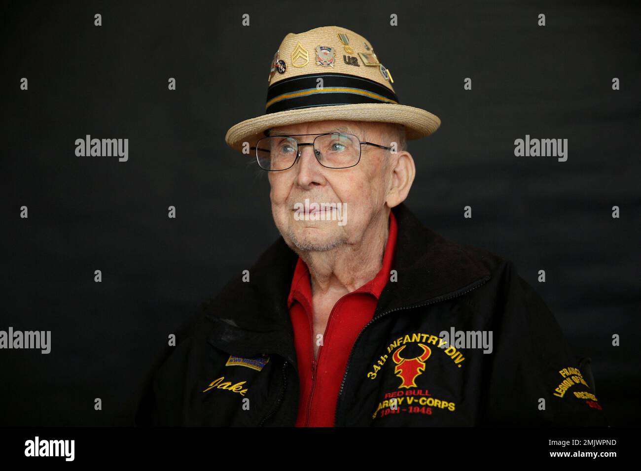 In this photo taken Monday, April 29, 2019, D-Day veteran Jake Larson ...
