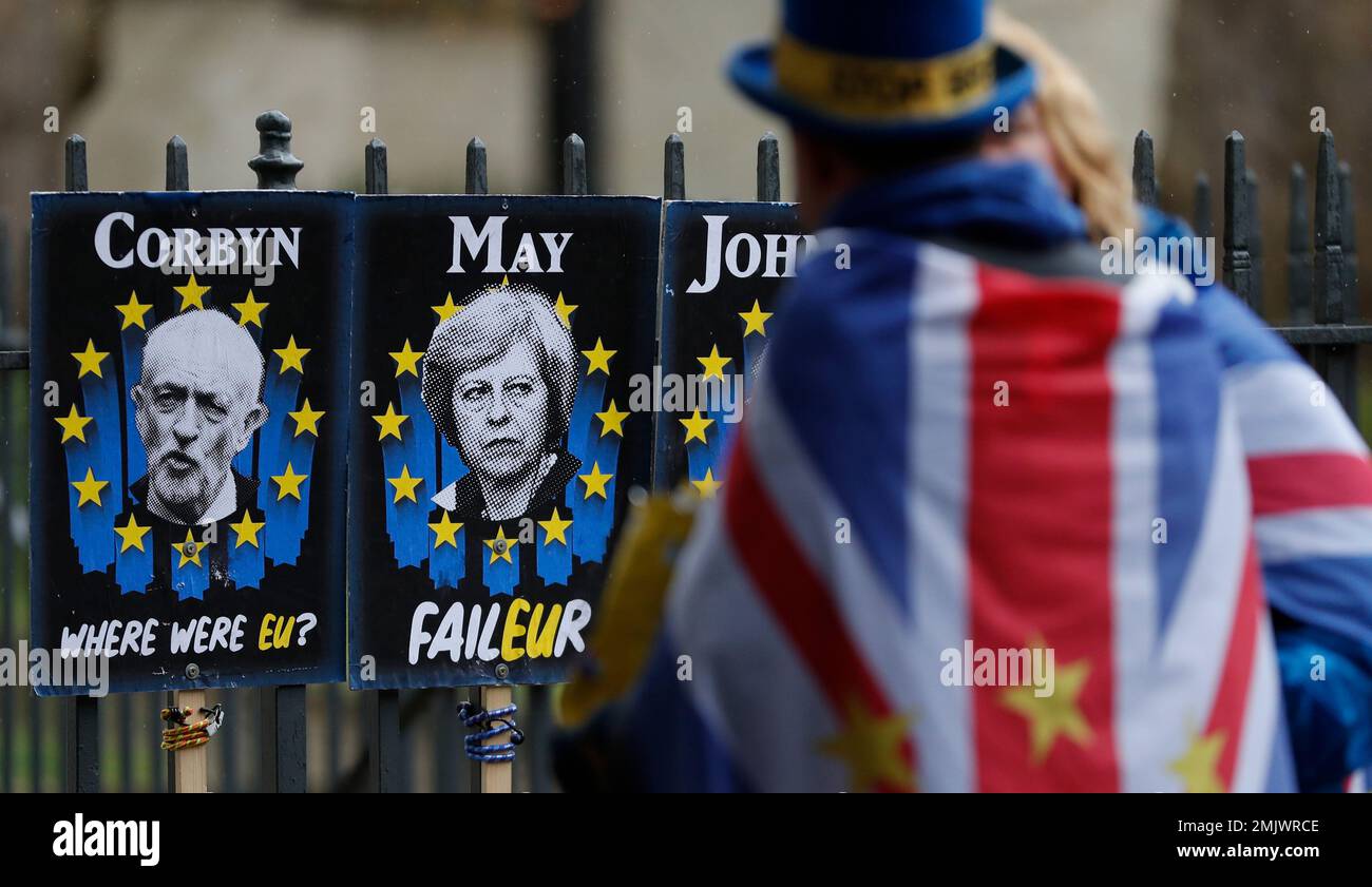 In This Tuesday April 2 2019 File Photo An Anti Brexit Protester