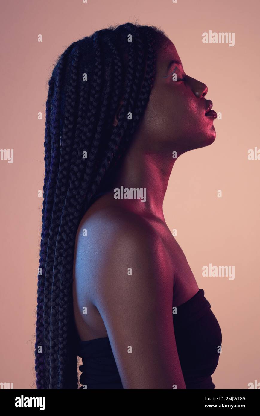 Black woman braids meditating hi-res stock photography and images - Alamy