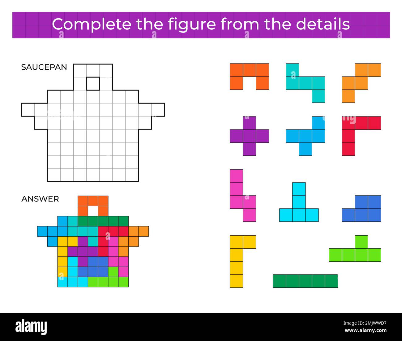 Complete the figure. Puzzle game with saucepan Stock Vector Image & Art ...
