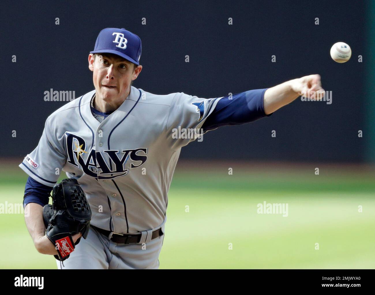 Tampa Bay Rays starting pitcher Ryan Yarbrough delivers in the first ...