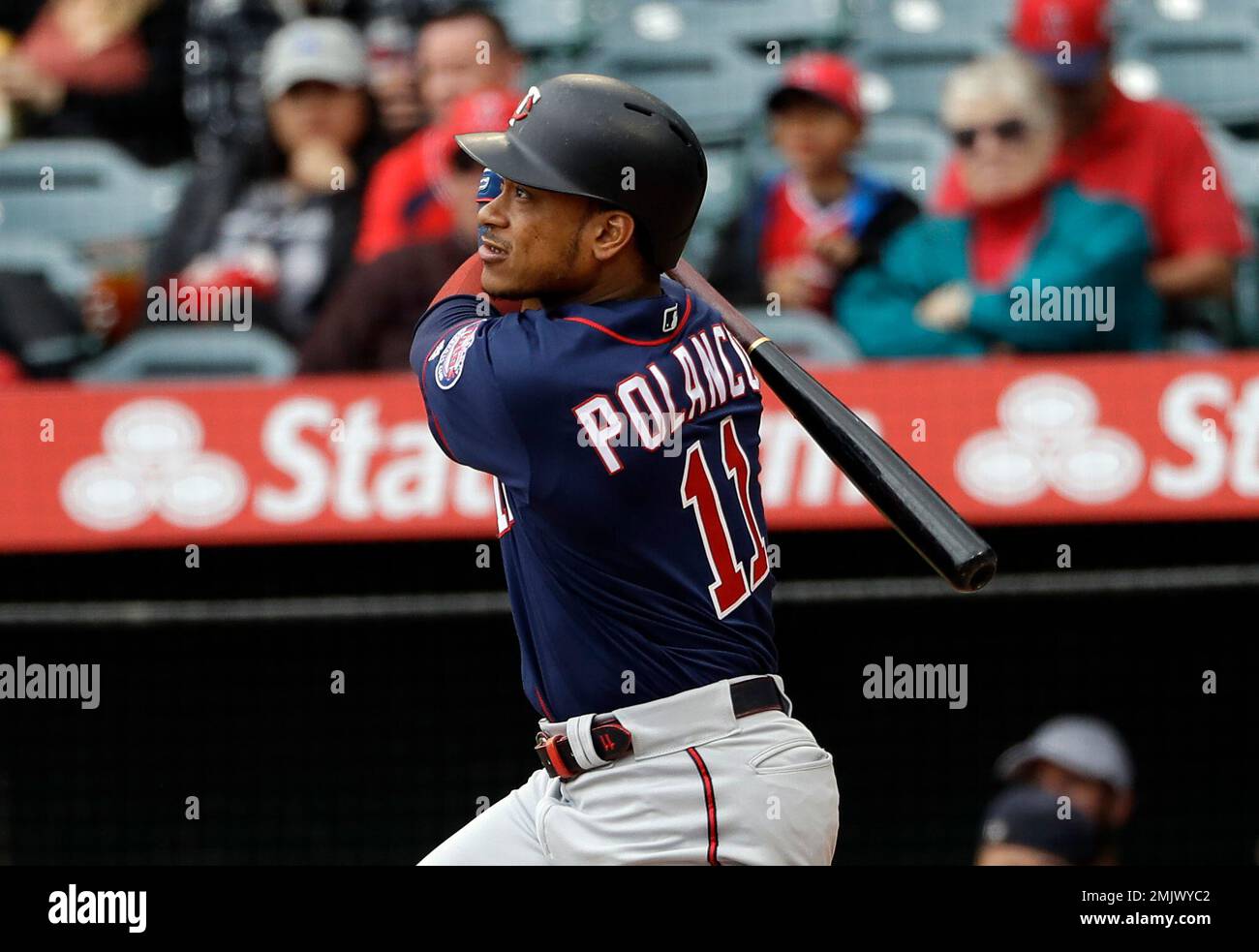 Minnesota Twins' Jorge Polanco hits a two-run home run against the Los ...