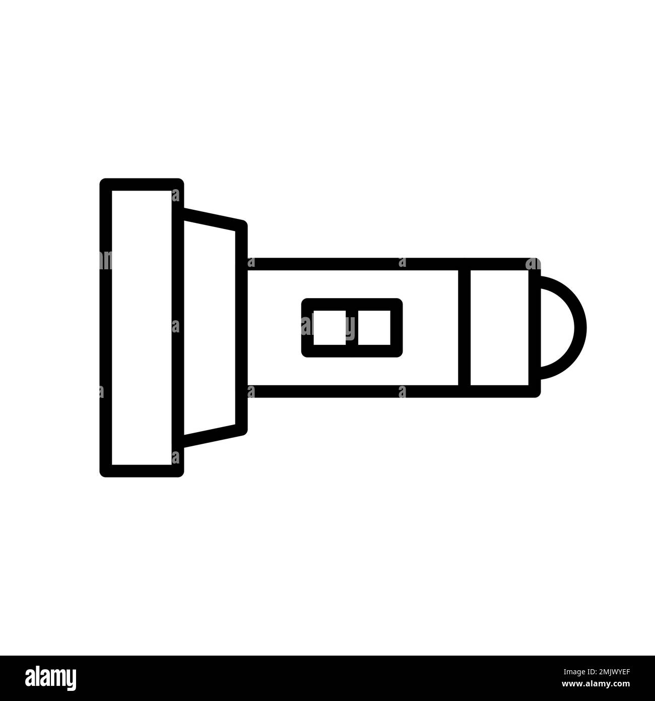 Pocket flashlight icon line isolated on white background. Black flat ...