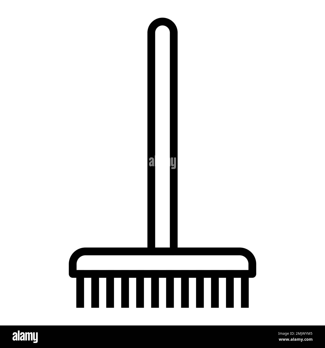 Rake icon line isolated on white background. Black flat thin icon on ...