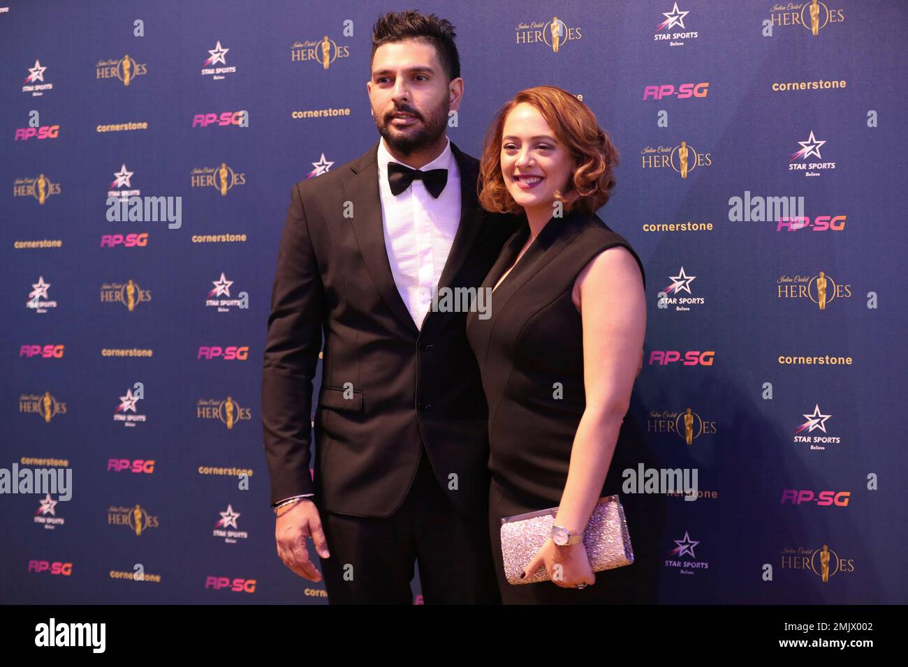 Indian cricketer Yuvraj Singh, left, and his wife Hazel Keech pose as ...
