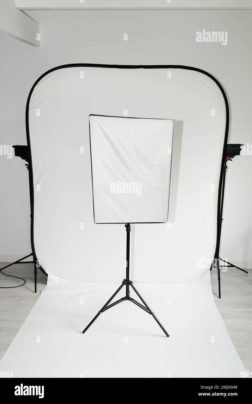 modern photo studio room interior with white soft box professional ...