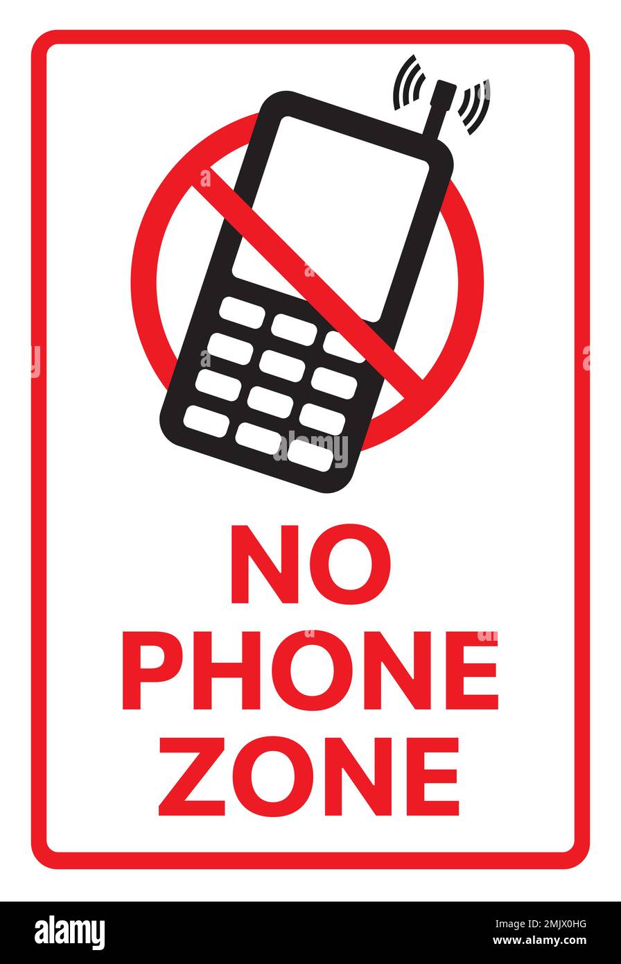 Telephone warning stop sign icon. With text NO PHONE ZONE. Vector ...