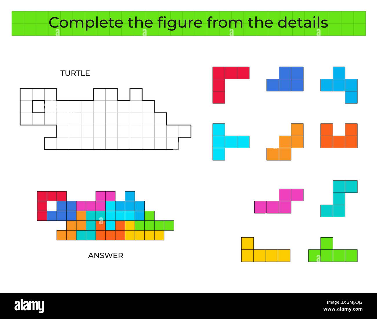 Complete the figure. Puzzle game with Turtle Stock Vector Image & Art ...