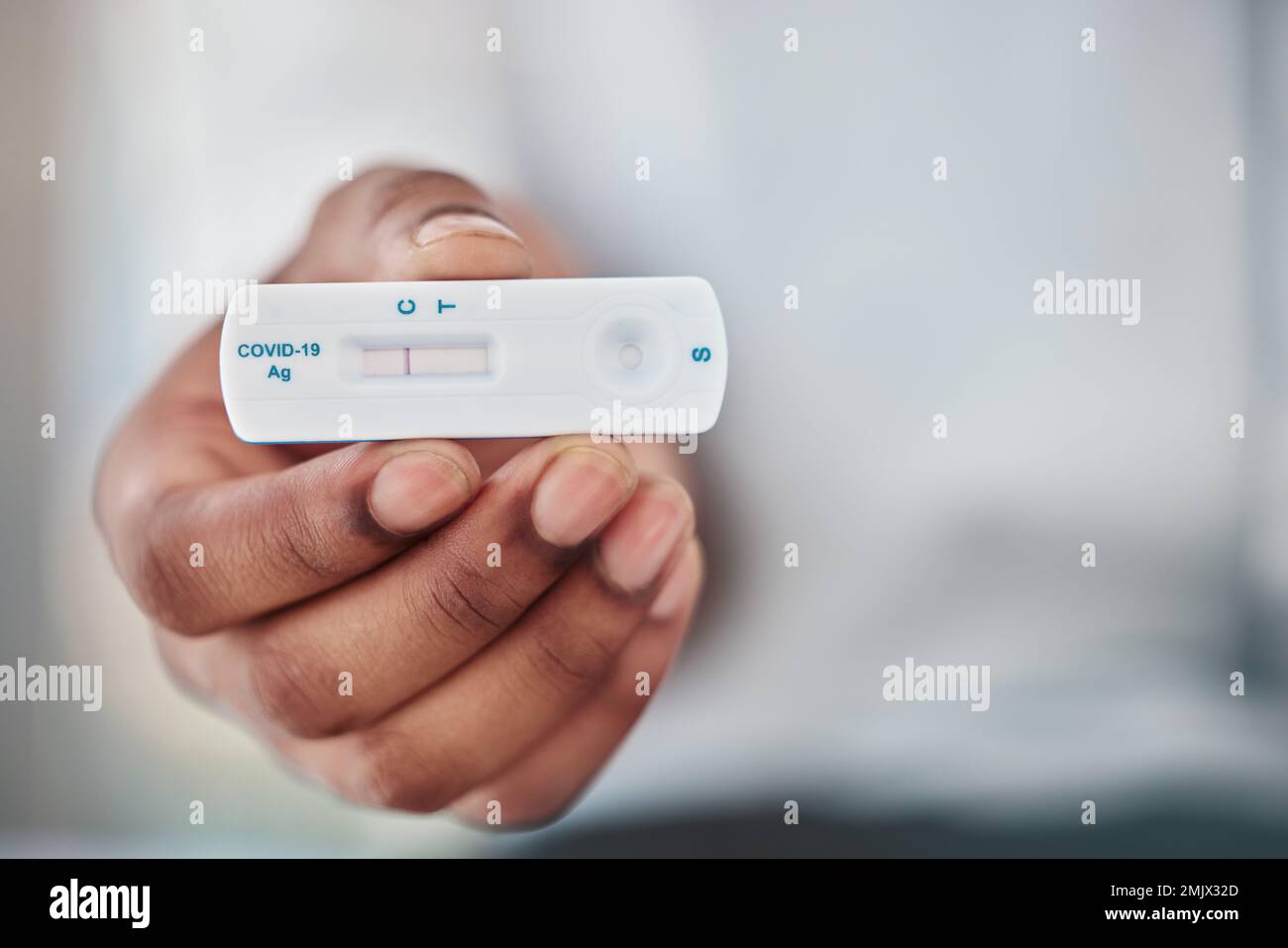 Rapid exam and black man hand with covid test for quick viral detection ...