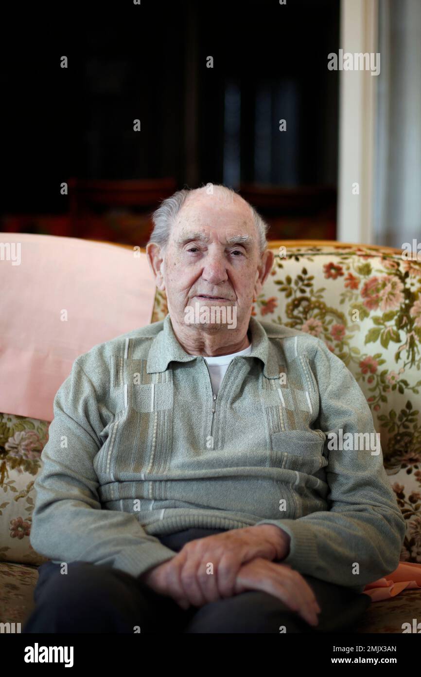 In this photo made Thursday, May 9, 2019, French World War II veteran ...