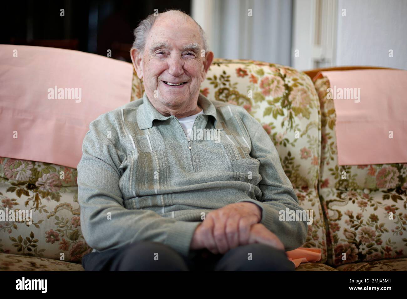 In this photo made May 9, 2019, French World War II veteran Leon ...