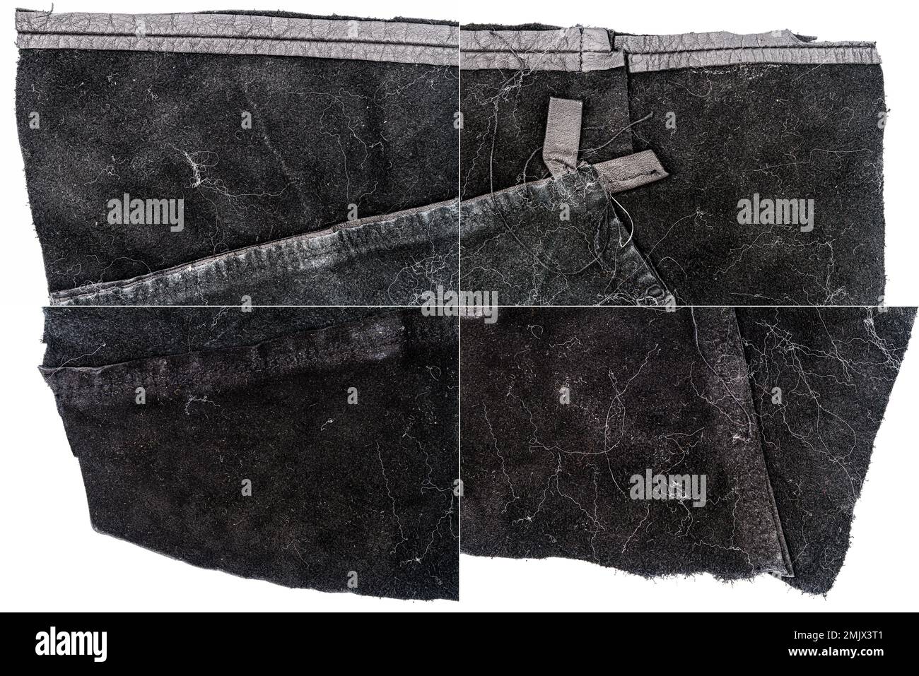 Collection of black leather textures isolated on white background ...