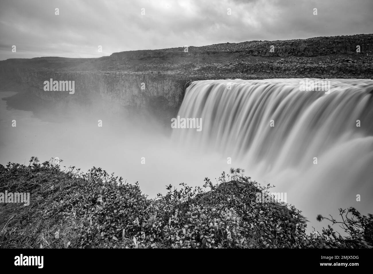 Dettifoss waterfall, Iceland. Black and white abstract long exposure ...