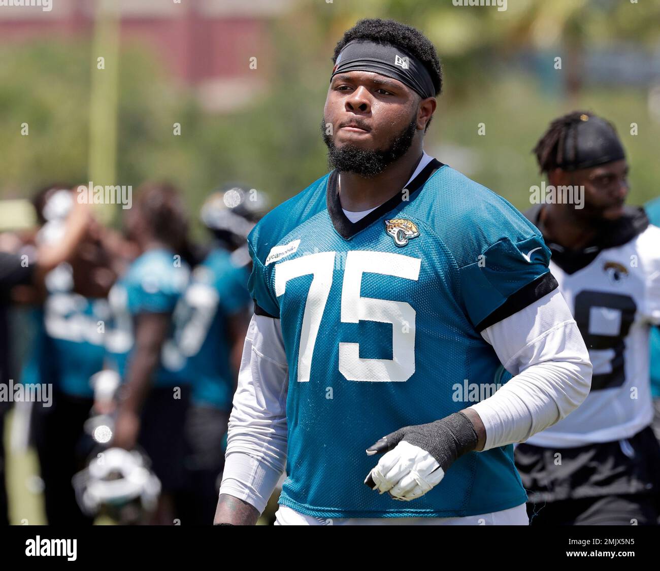 Jacksonville Jaguars offensive lineman Jawaan Taylor (75) leaves the ...