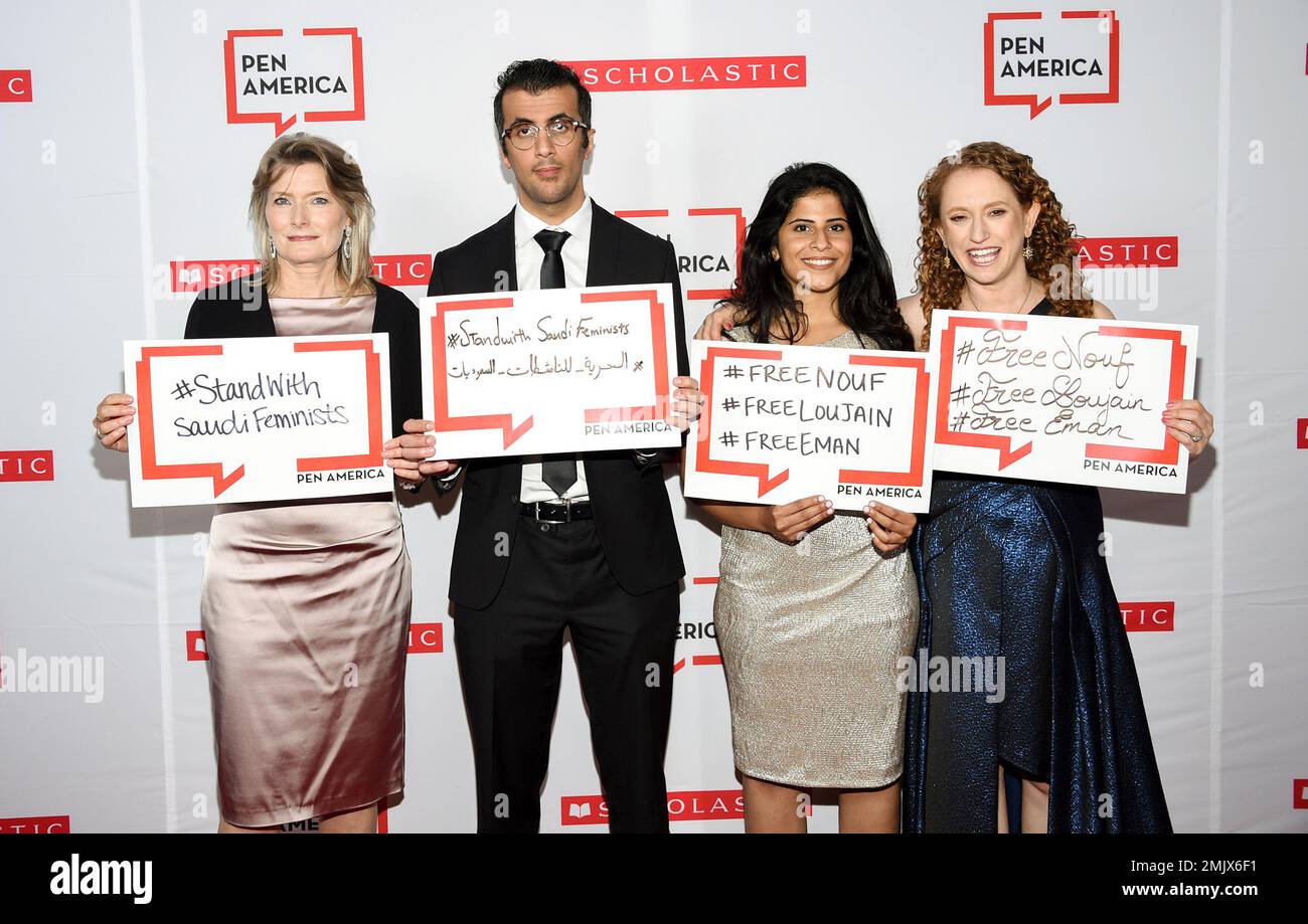 PEN America president Jennifer Egan, left, Walid Al-Hathloul, Lina Al ...