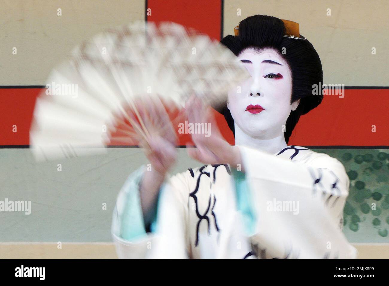 A Japanese traditional female entertainer, or geisha, from Shimbashi ...