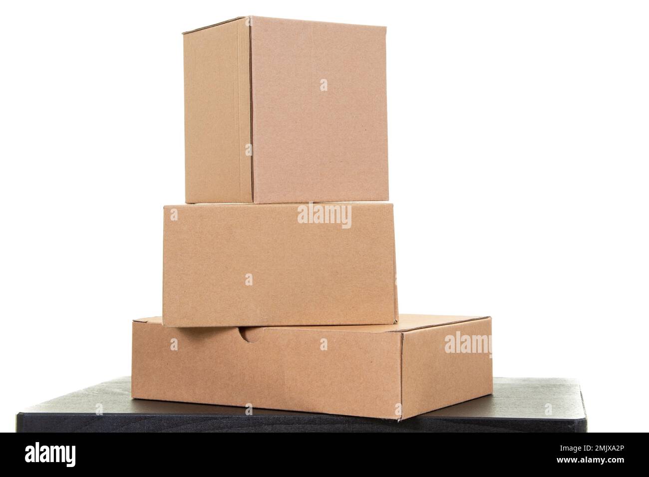 Cardboard boxes package various on white background Stock Photo - Alamy