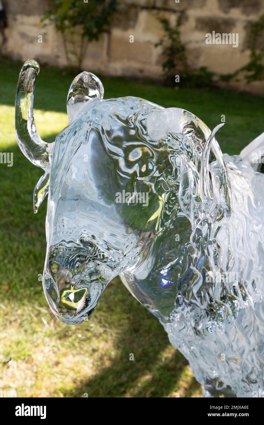 sheep aries head ice sculptures outdoor Stock Photo - Alamy