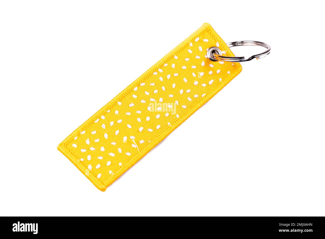 Pattern Key Chain Fabric Materials yellow in White Isolated Background ...
