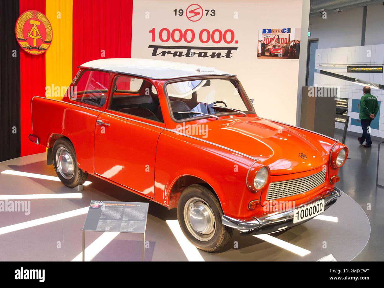 The one millionth Trabant car (1973) stands in the automobile museum ...