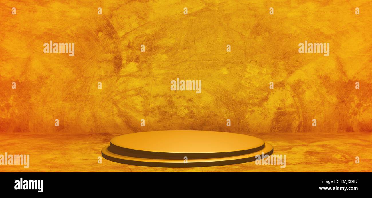 Product presentation, yellow and orange stage or podium to present ...