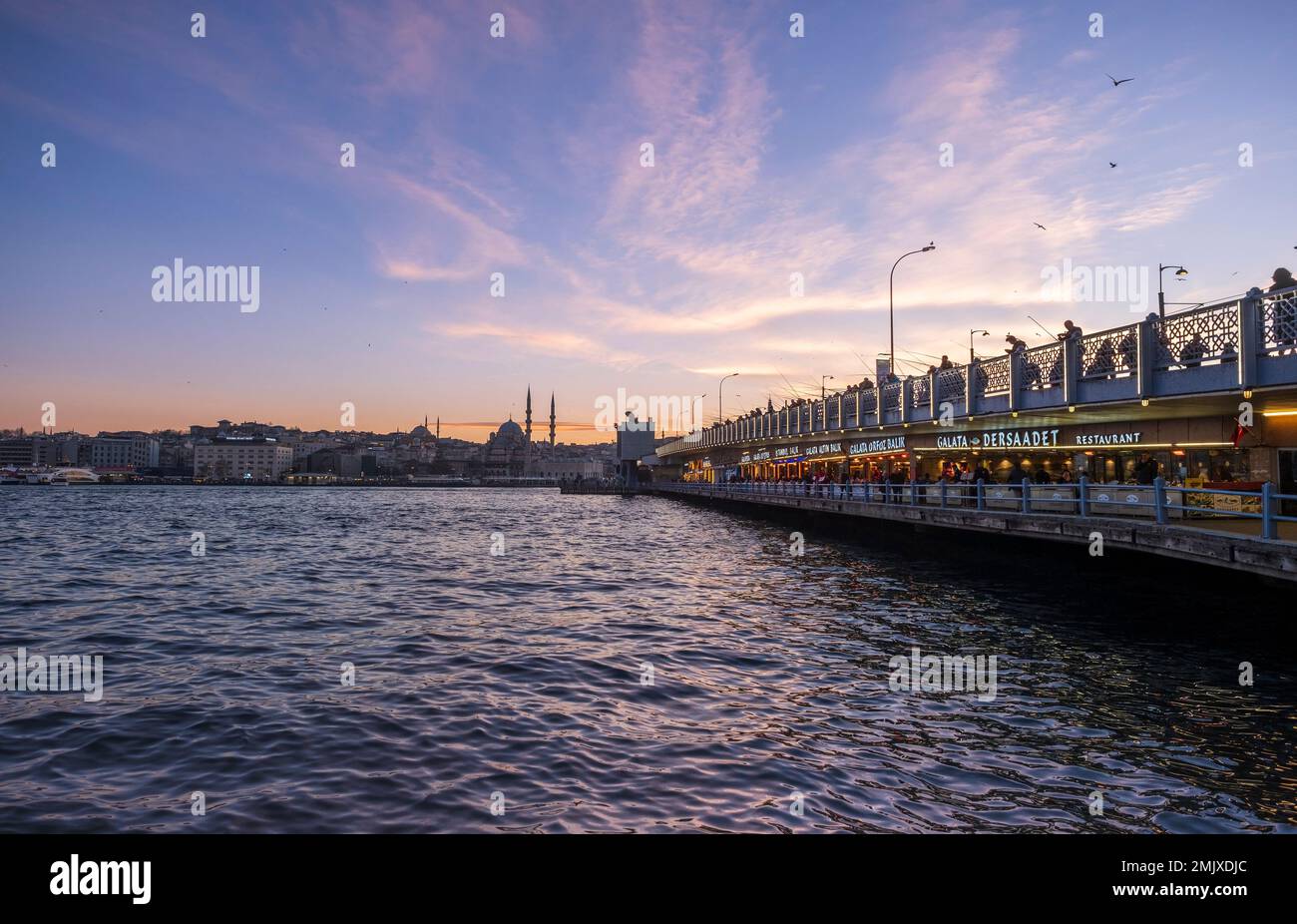 View of the Sultanahmet Mosque and Eminönü from the Golden Horn bridge ...