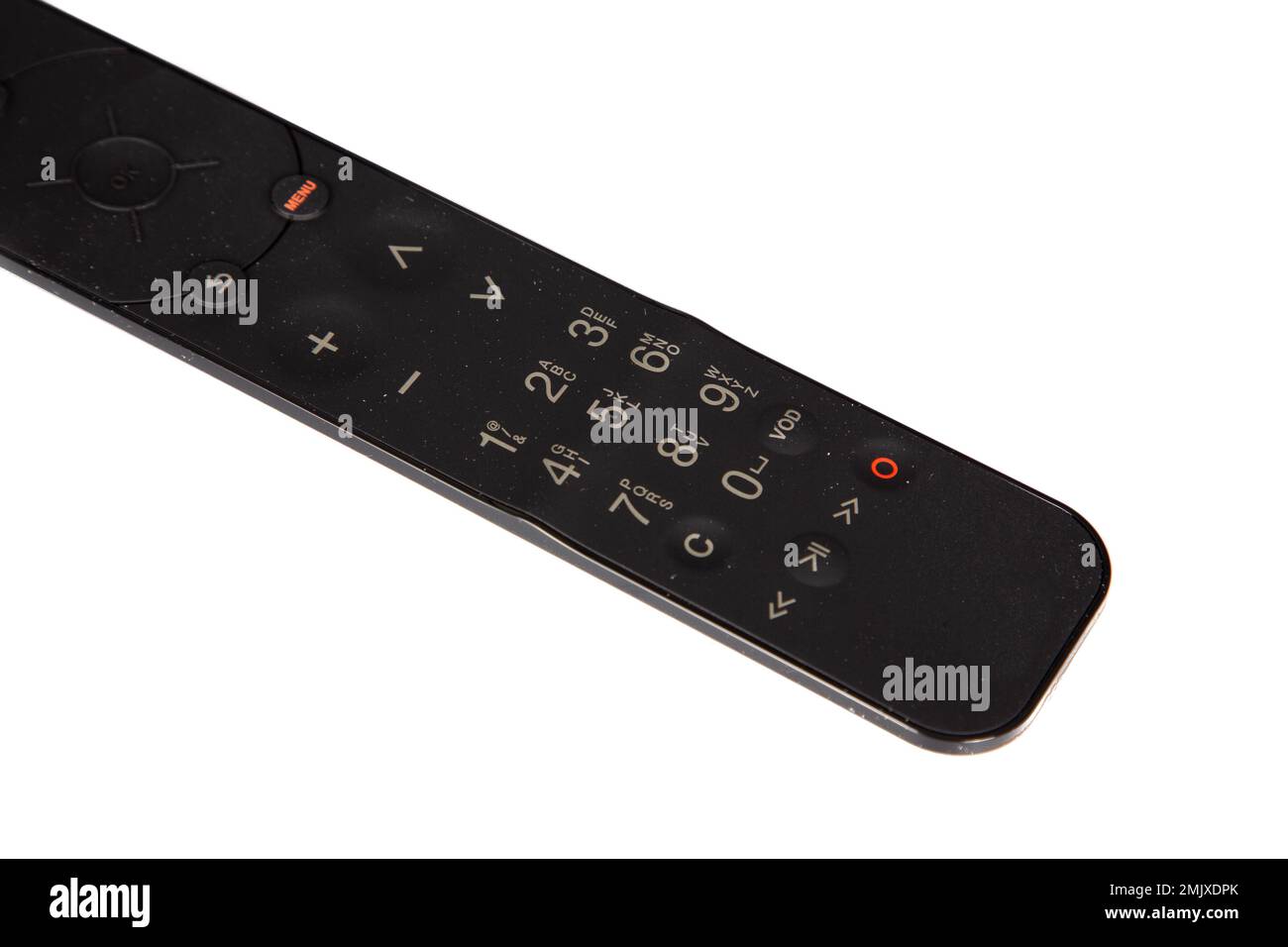 black Remote Control for digital satellite television isolated white ...