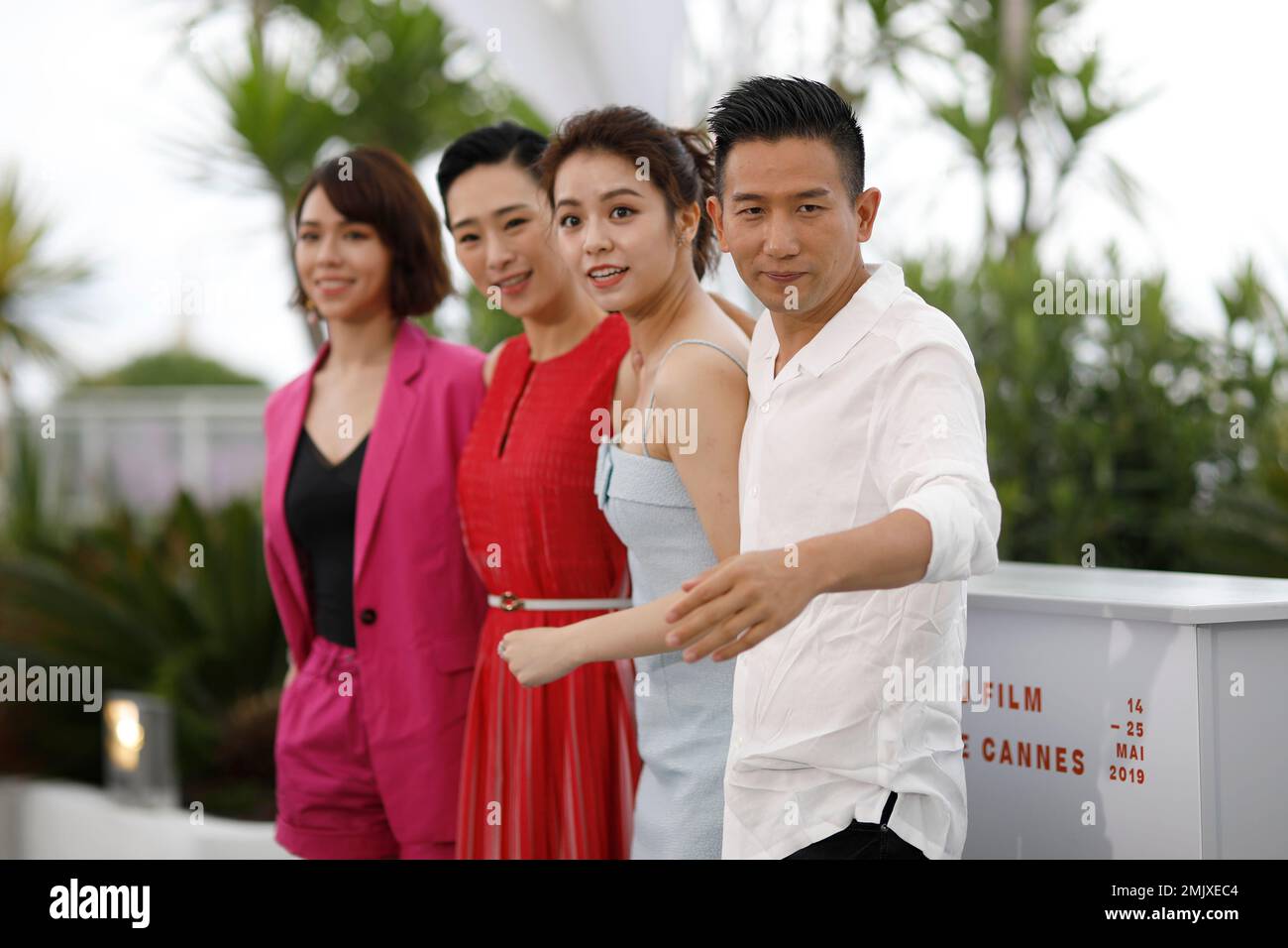 Actresses Hsia Yu-chiao, from left, Wu Ke-xi, Vivian Sung Yun-hua, and director Midi Z pose for ...