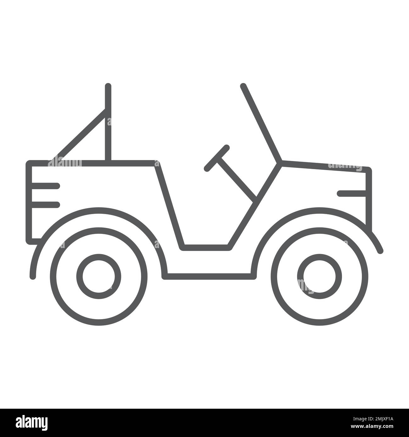 Military vehicle thin line icon, transport and army, car sign, vector ...
