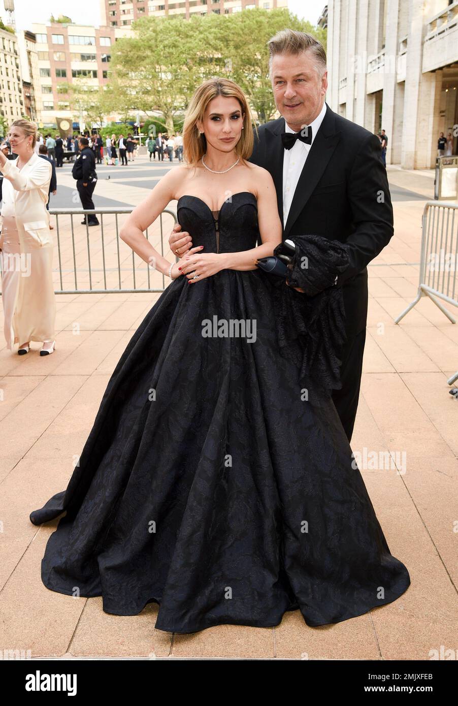 Actor Alec Baldwin, right, and wife Hilaria Baldwin attend the American ...