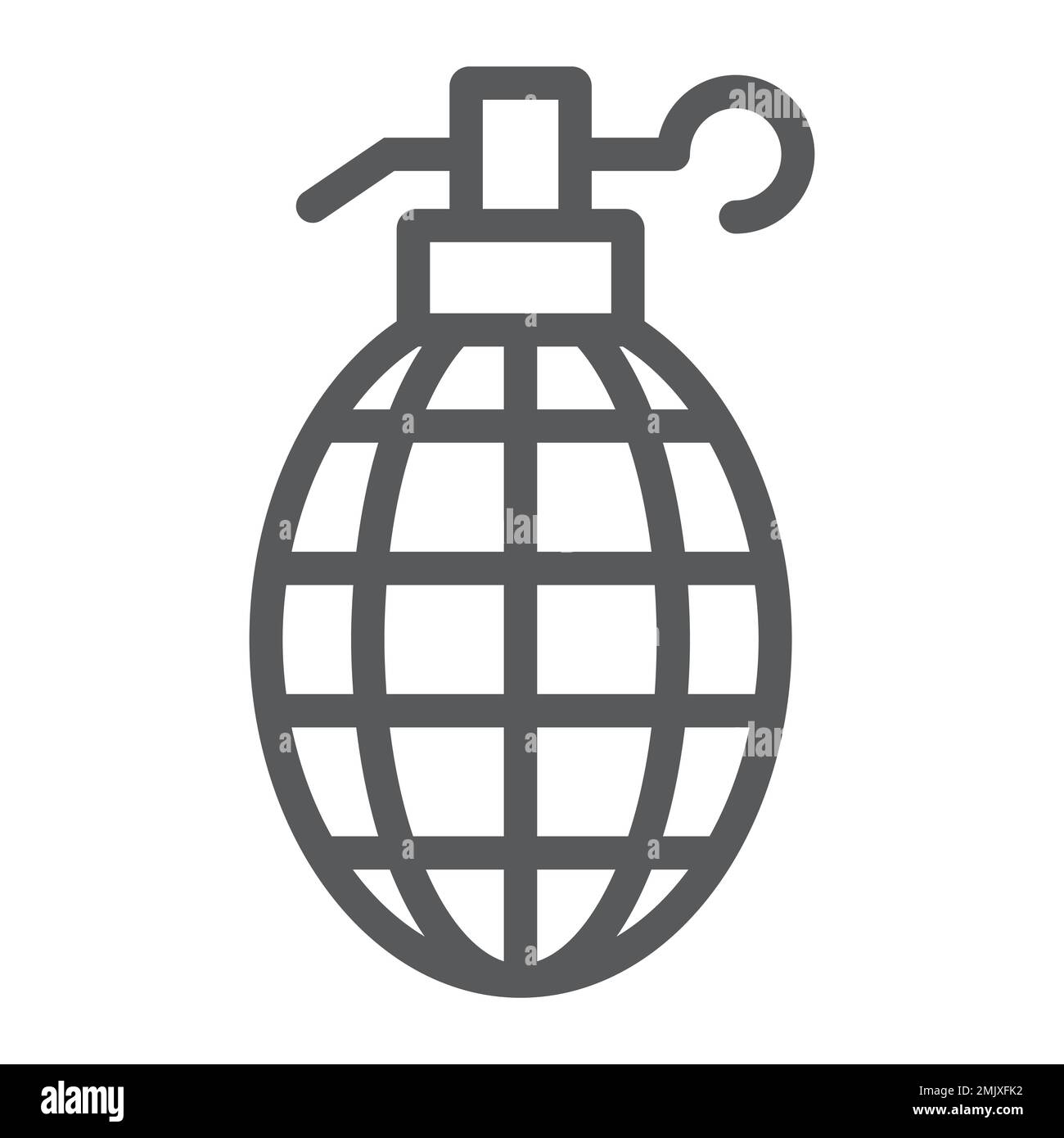 Grenade line icon, weapon and army, bomb sign, vector graphics, a ...