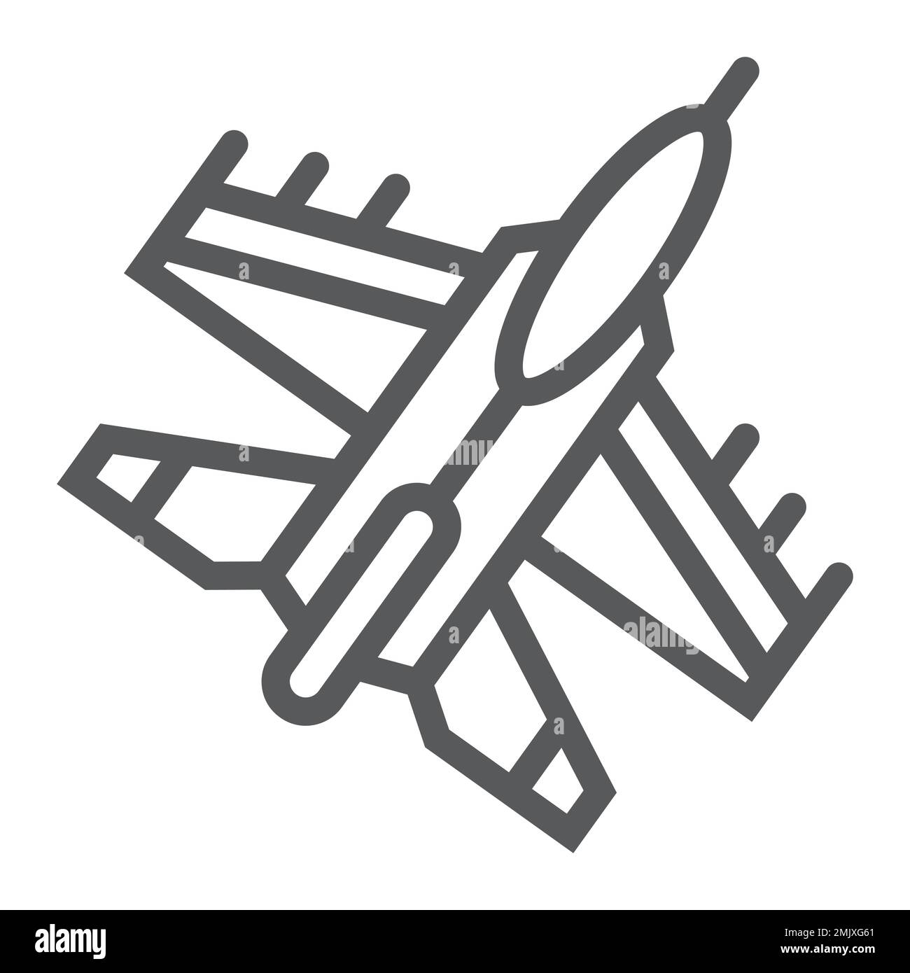 Jet fighter line icon, air and army, airplane sign, vector graphics, a ...