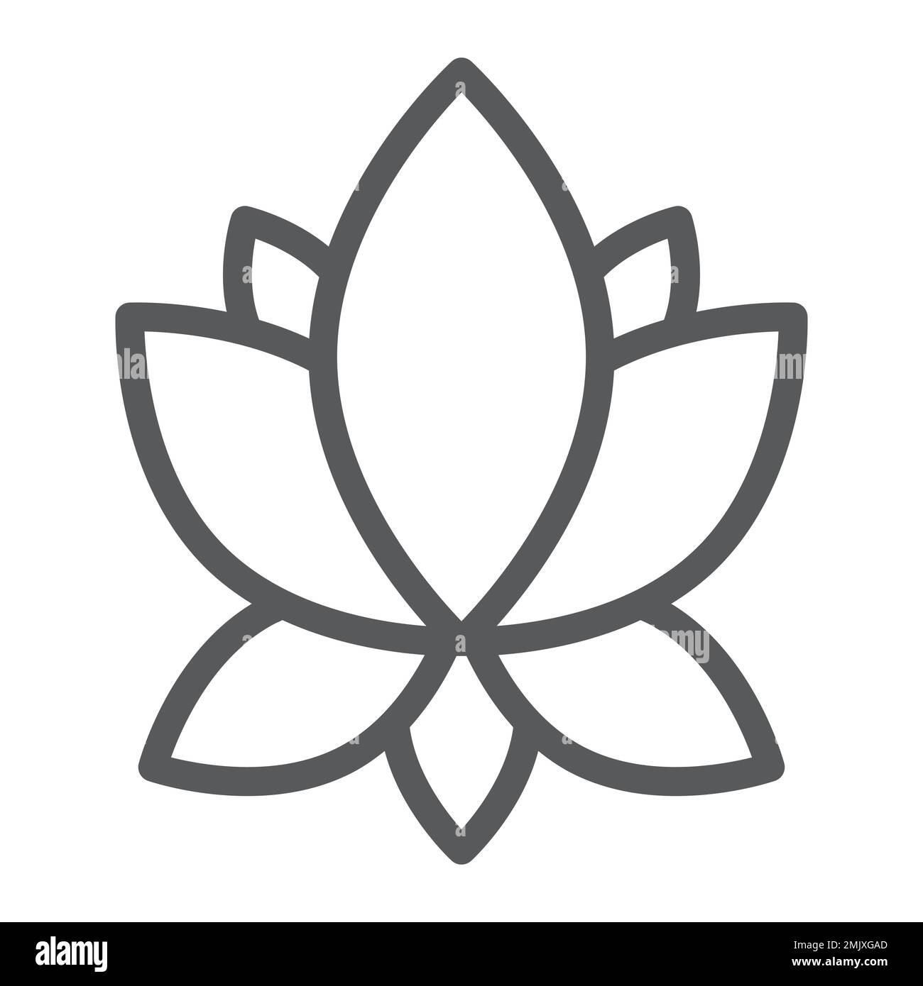 Yoga line icon, flower and health, lotus sign, vector graphics, a ...