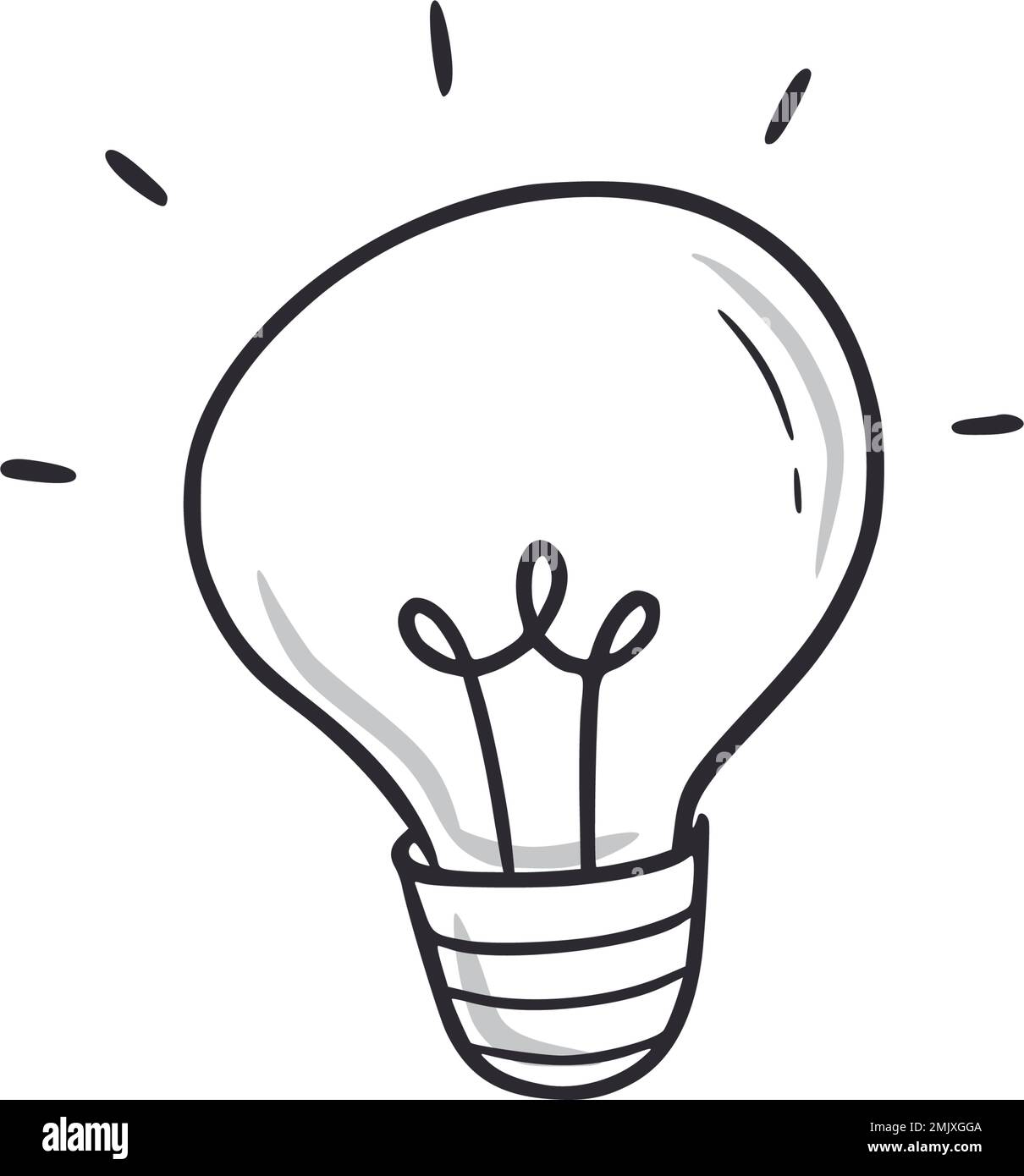 Idea bulb light doodle. Light lamp bulb hand drawn sketch style icon ...