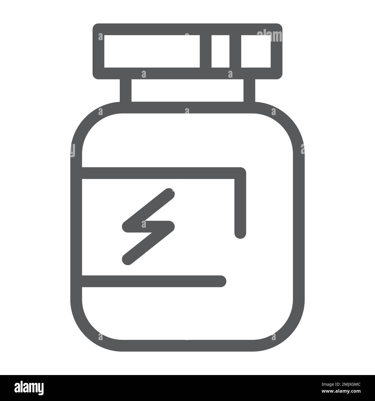 Supplement line icon, protein and container, vitamin sign, vector ...