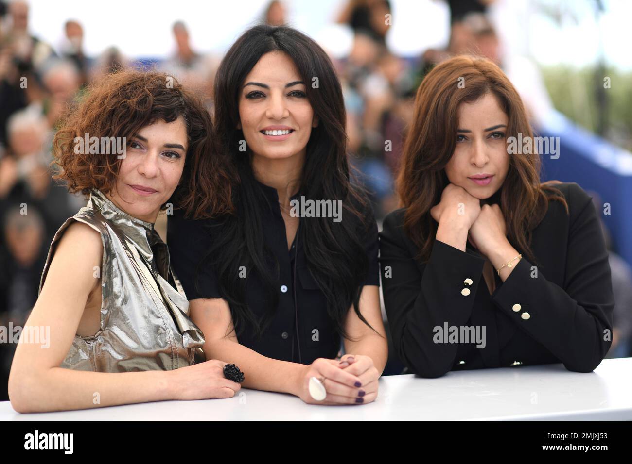 Actress Nisrin Erradi, from right director Maryam Touzani, and Lubna ...