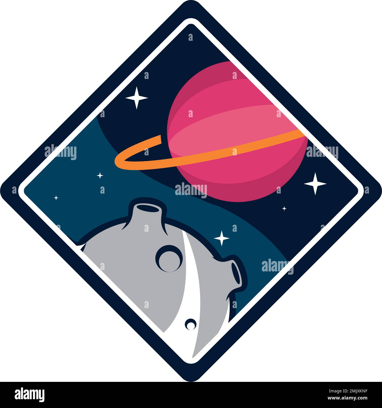 planet and moon space badge Stock Vector Image & Art - Alamy